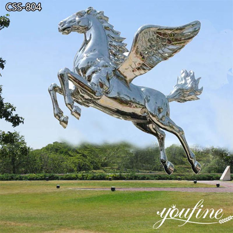 Modern Polished Stainless Steel Arabian Horse Sculpture for Sale