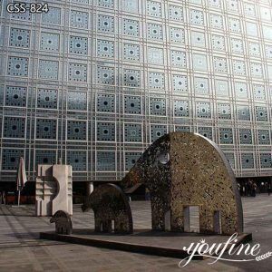 Metal Elephant Sculpture | Garden Stainless Steel Elephant Statue
