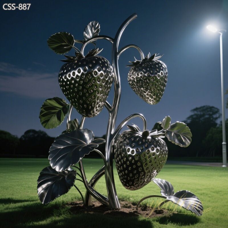 Stainless Steel Outdoor Strawberry Sculpture- Stainless Steel Sculpture