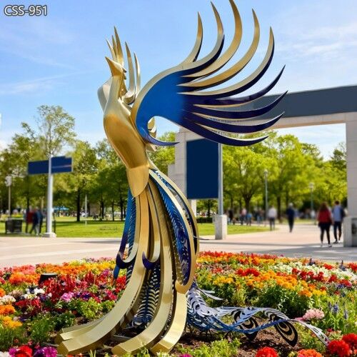 Rise of Metal Phoenix Sculpture for Sale- Stainless Steel Sculpture