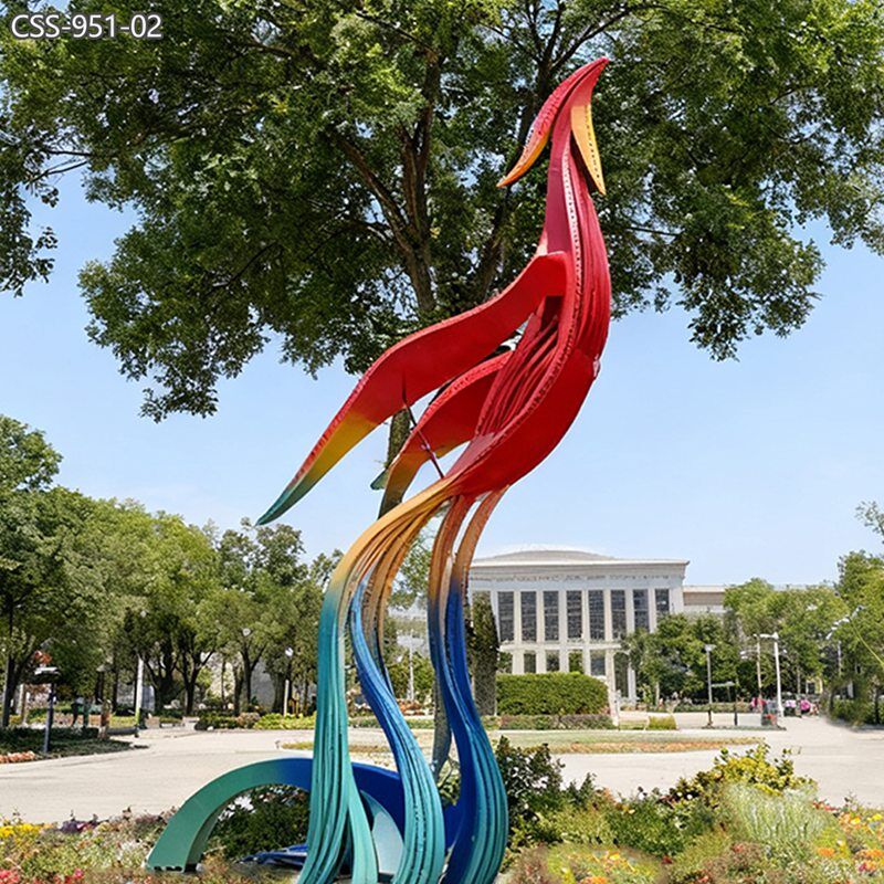 Rise of Metal Phoenix Sculpture for Sale- Stainless Steel Sculpture