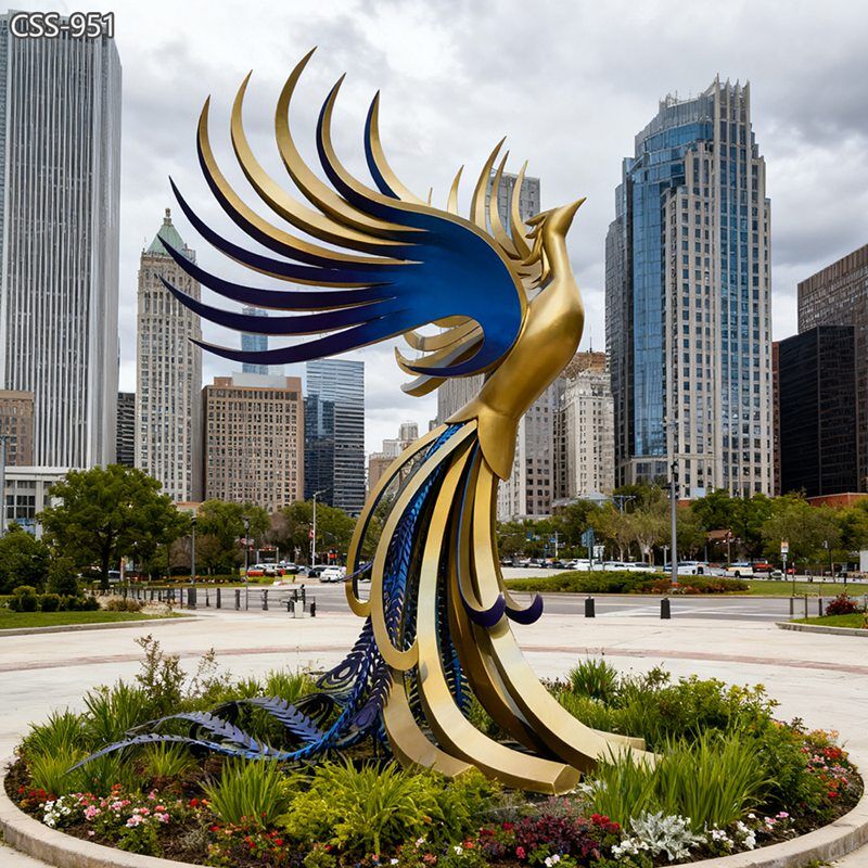 Rise of Metal Phoenix Sculpture for Sale- Stainless Steel Sculpture