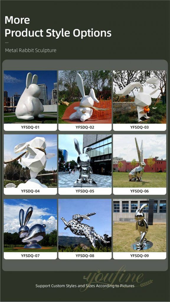 Metal Rabbit Garden Sculpture with Ball Lawn Ornament