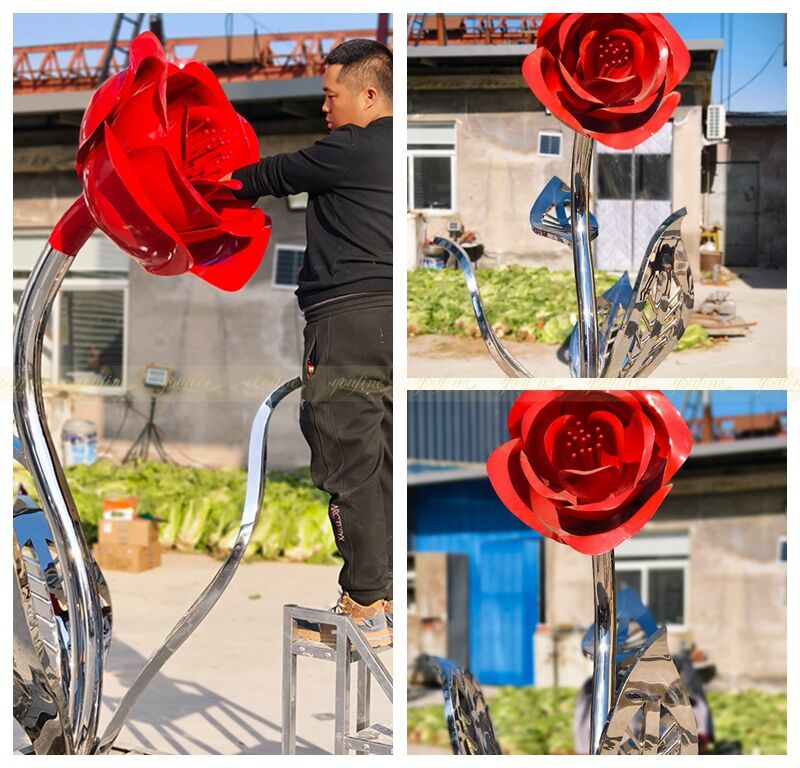 Outdoor Stainless Steel Rose Sculpture SSP-025