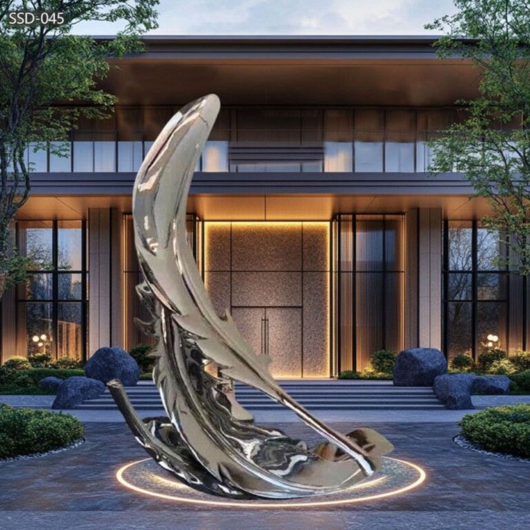 Stainless Steel Abstract Rising Water Feature Sculpture