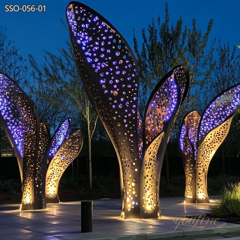 Custom Metal Outdoor Light Sculptures for Public Spaces SSO-056