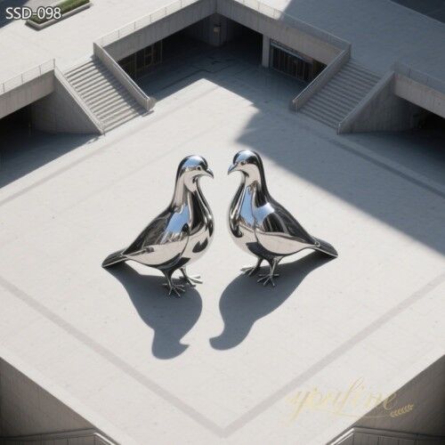 Stainless Steel Giant Pigeon Sculptures for Urban Public Art