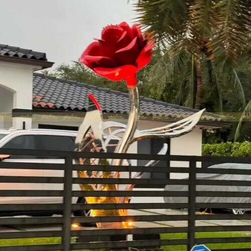 Outdoor Stainless Steel Rose Sculpture SSP-025