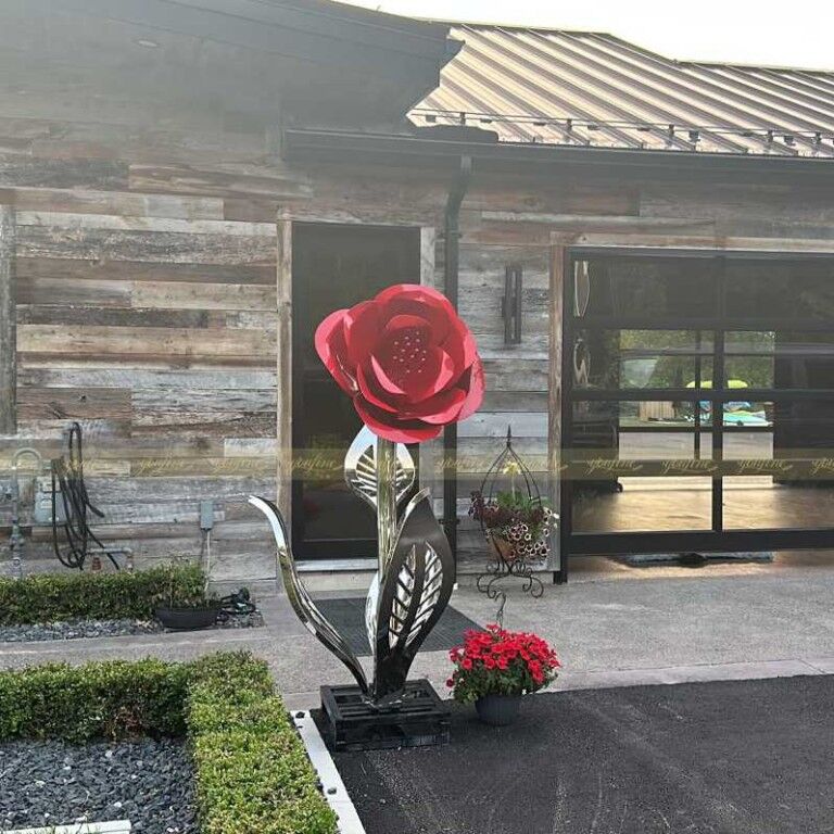 Outdoor Stainless Steel Rose Sculpture SSP-025