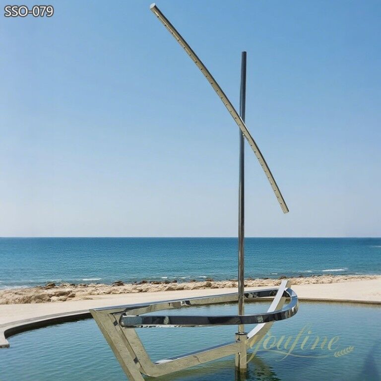 Large Outdoor Stainless Steel Nautical Compass Sculpture